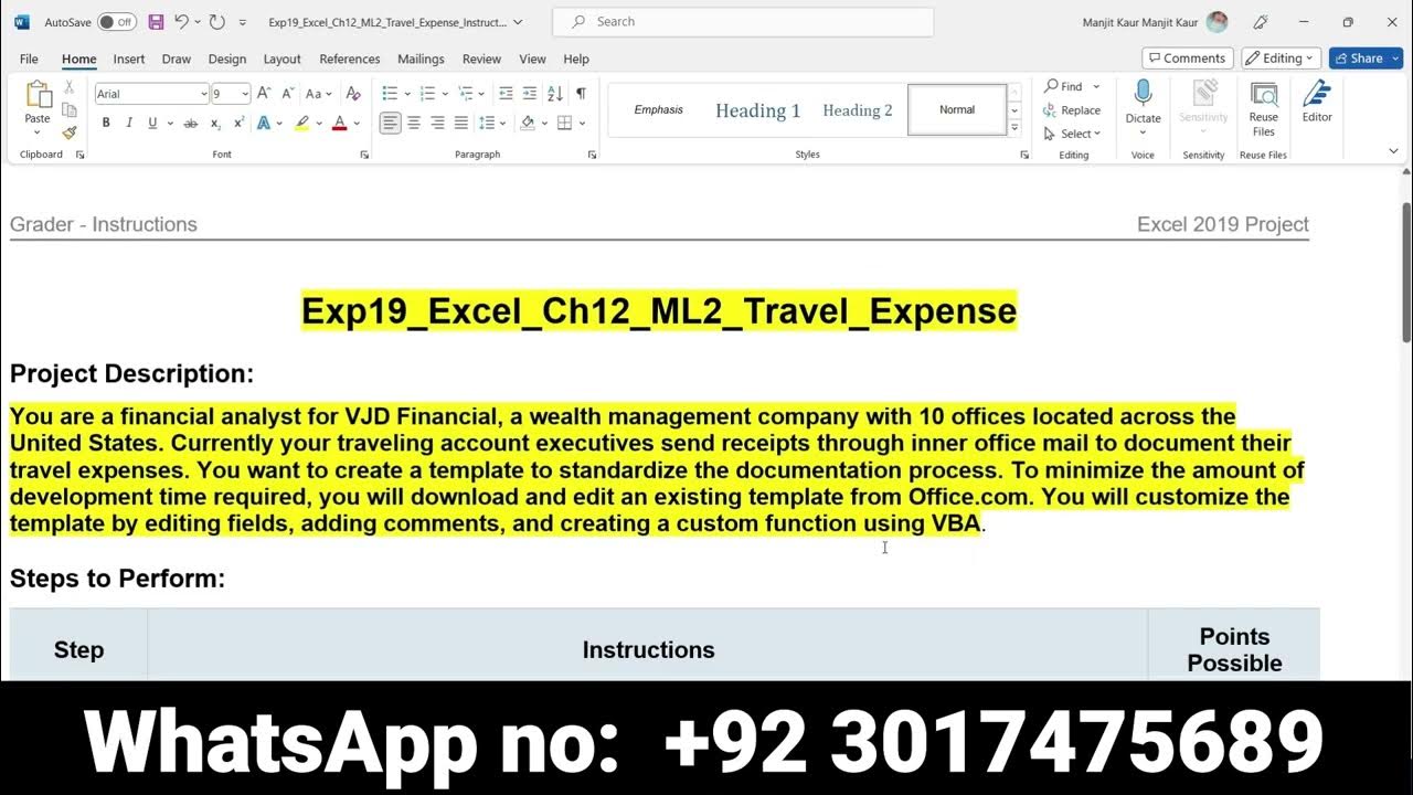 Exp19_Excel_Ch12_ML2_Travel_Expense | Exp19 Excel Ch12 ML2 Travel Expen|Excel Chapter 12 Mid ...