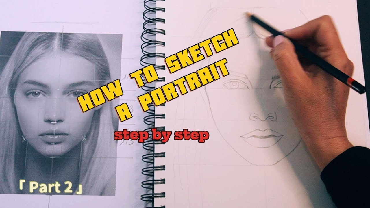 How to draw this portrait , SKETCH WITH ME for practice , easy step by ...