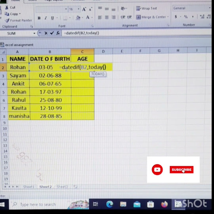 Calculate Age In Excel New Excelformula Shortsvideo Youtube