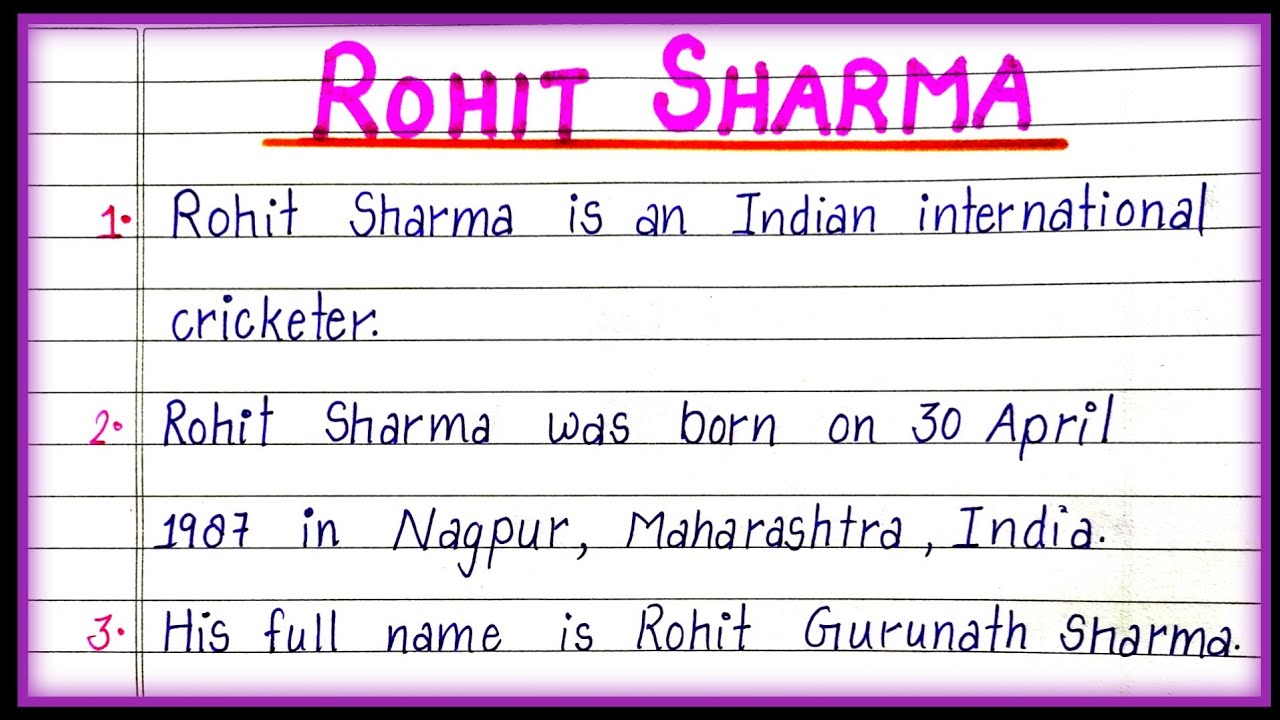 10 Lines on Rohit Sharma in English| About Rohit Sharma| - YouTube