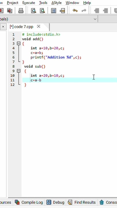 simple function program # sub & add method #C language#programming# ...