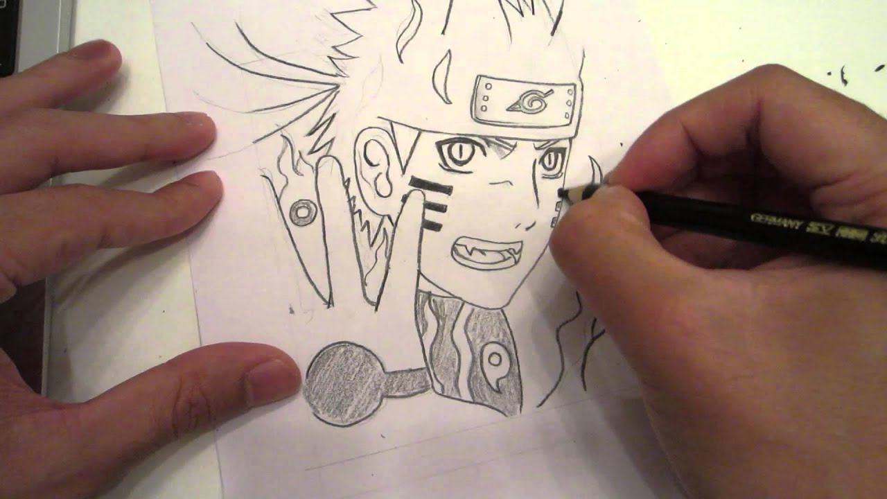 Drawing No Jutsu: How to draw Naruto Bijuu Mode うずまきナルト 尾獣 - YouTube