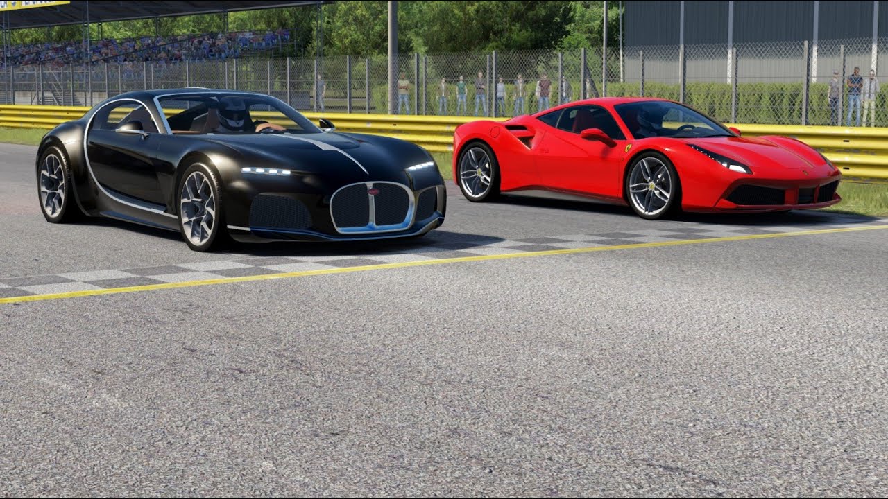 Bugatti Atlantic Concept vs Ferrari 488 GTB at Monza Full Course - YouTube
