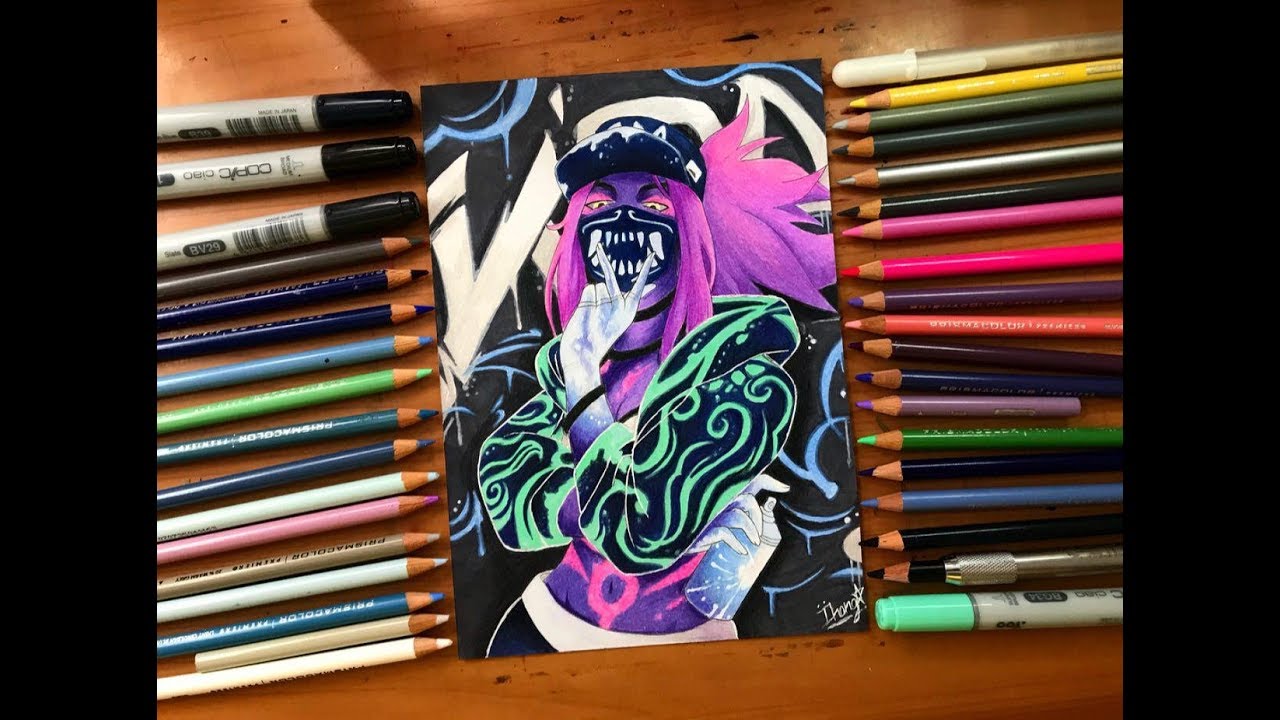 Speed Drawing - K/DA AKALI (League of Legends) [HD] - YouTube