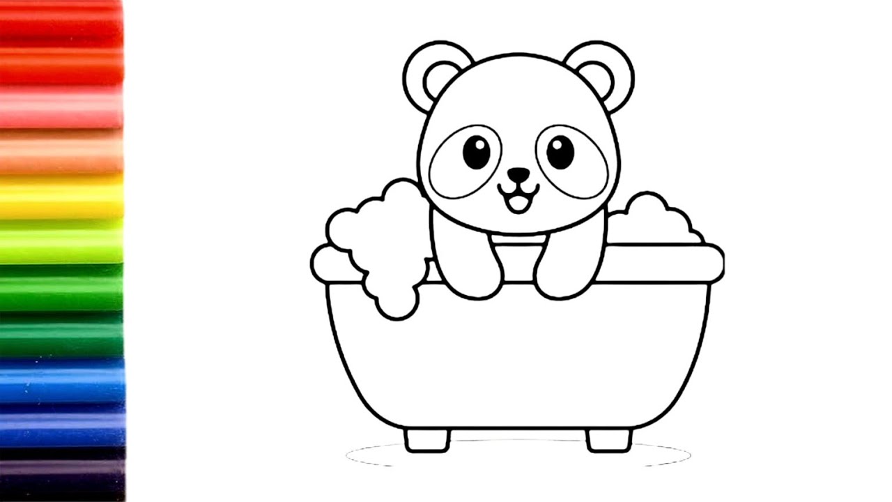 Cute Teddy Bathing🧸Drawing And Colouring | Teddy Drawing Step By Step ...