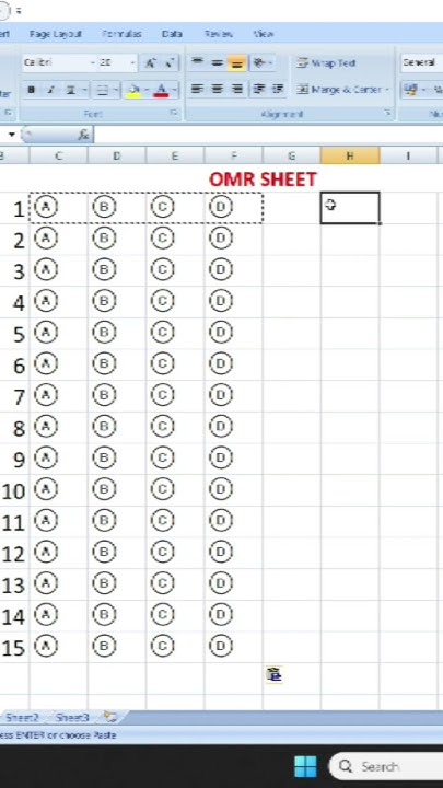OMR SHEET IN EXCEL - YouTube