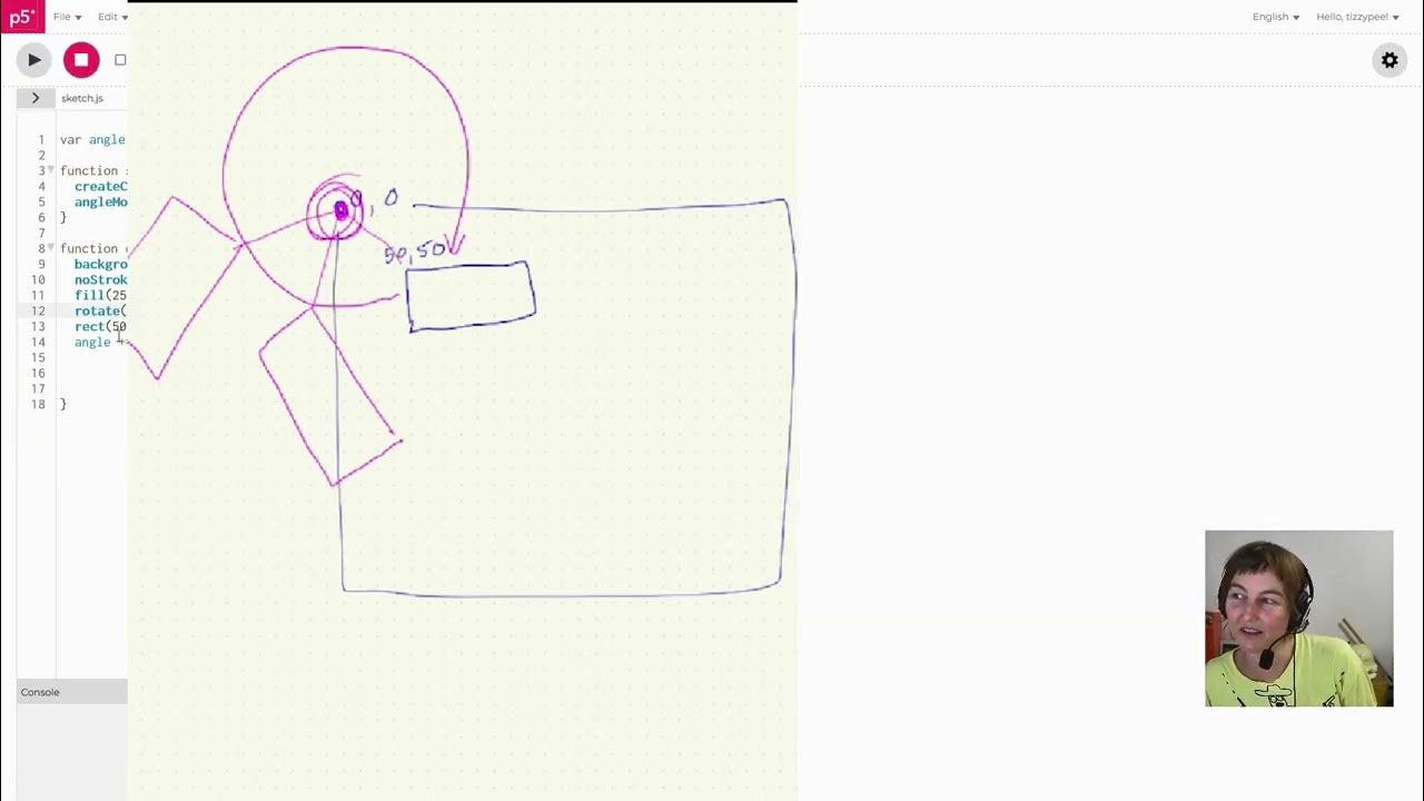 P5.js Transformations - rotate() and translate() - YouTube