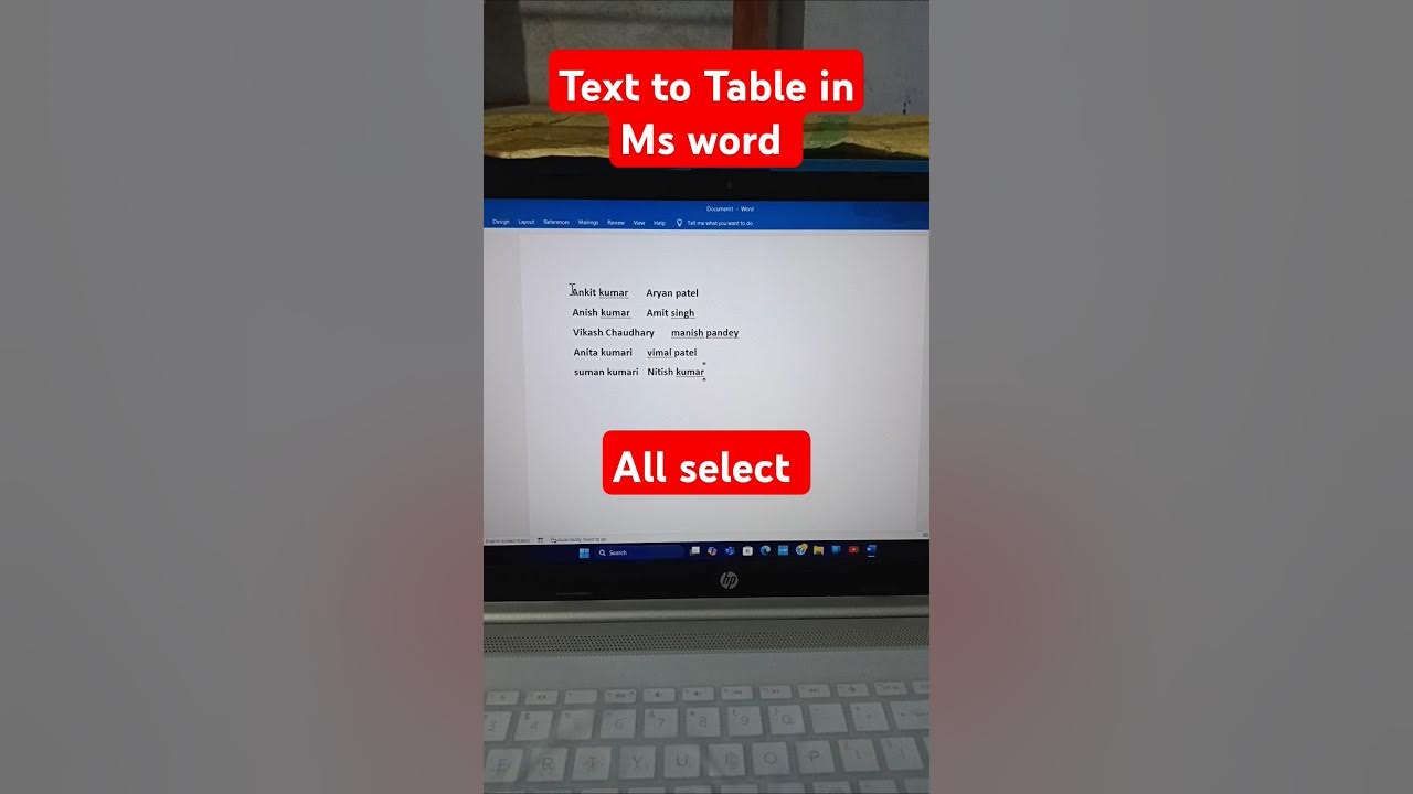 Text into table || how to convert text into table #shorts #msword #shortcutkeys #shortvideo ...