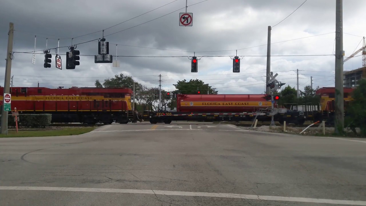 Florida East Coast FEC Railway Southbound Freight Train - YouTube