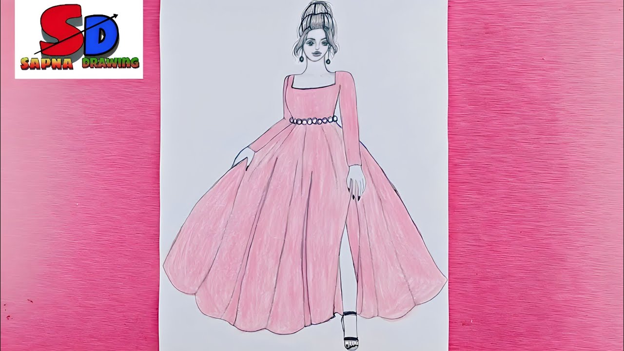 how to draw a beautiful girl farak dress - Drawing easy | pencil sketch ...