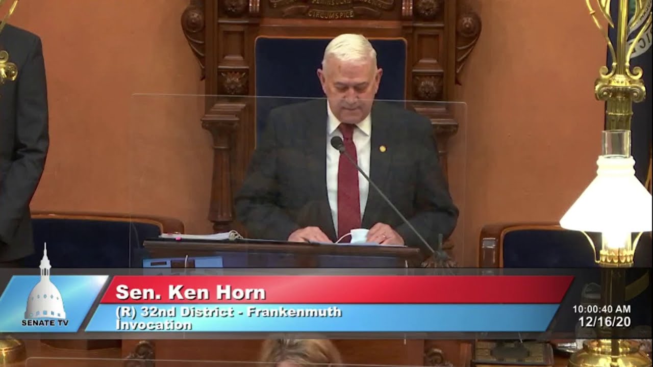 Sen. Horn delivers the invocation to open Michigan Senate session - YouTube