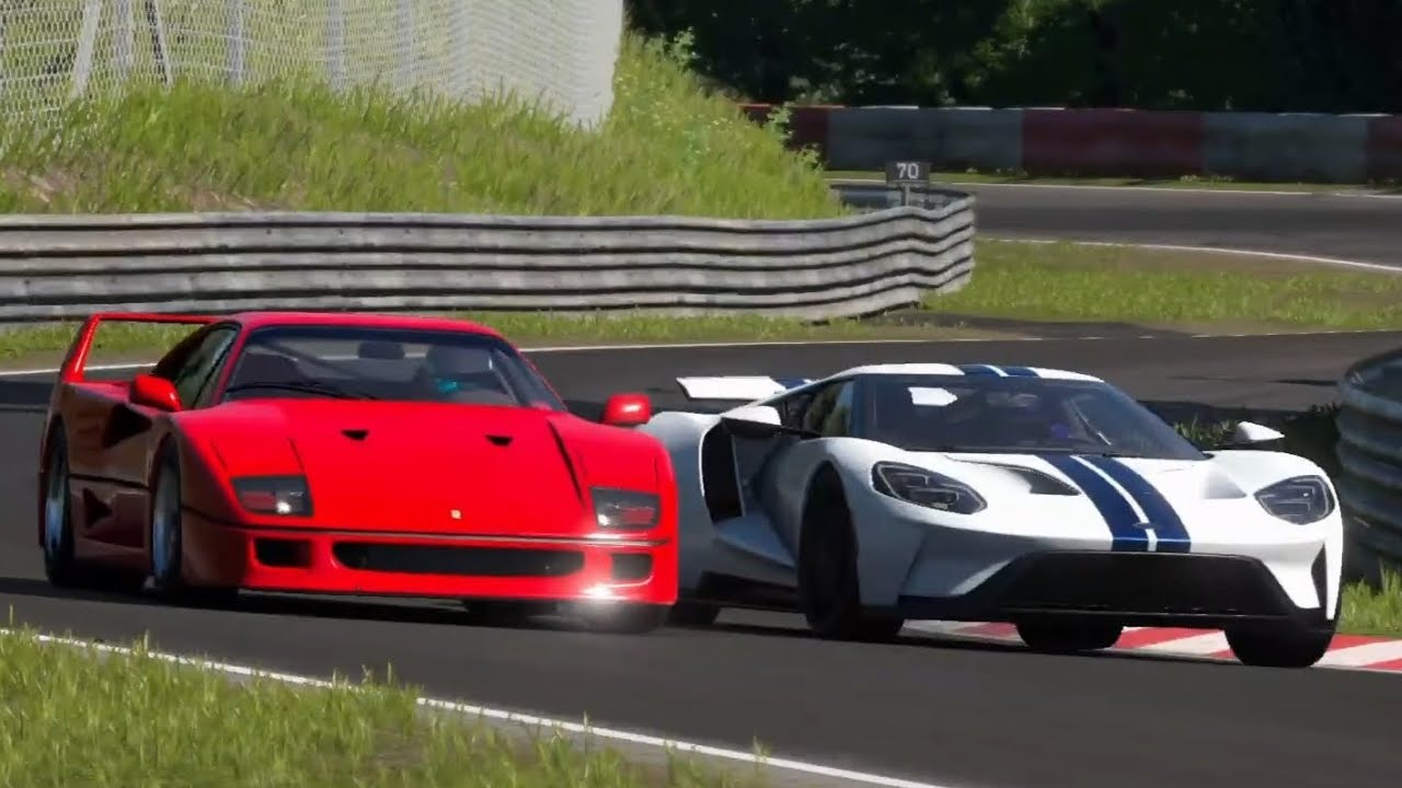 Ferrari F40 1992 vs Ford GT 2017 at Nurburgring Nordschleife Supercar ...
