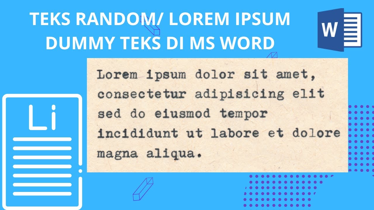 TRIK MS WORD!! Cara Menambahkan Kata Random atau Lorem Ipsum di ...