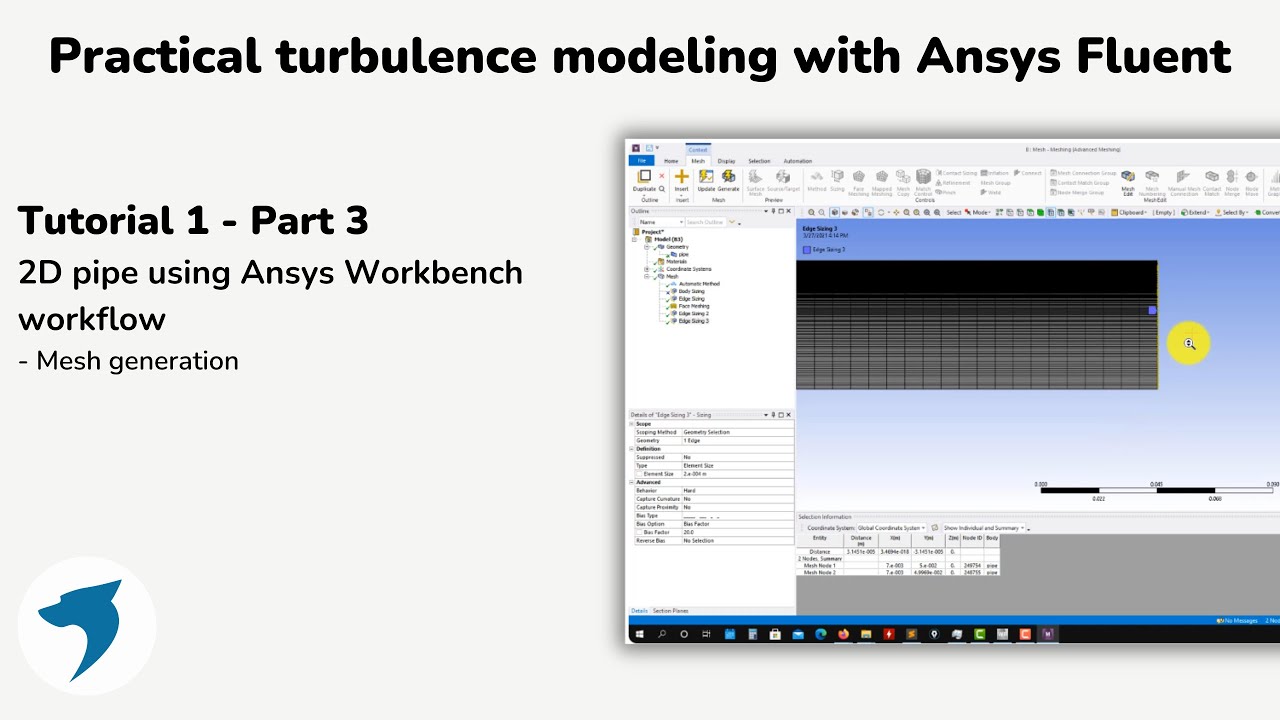 Turbulence modeling with Ansys Fluent | 2D pipe - Part 3 - YouTube