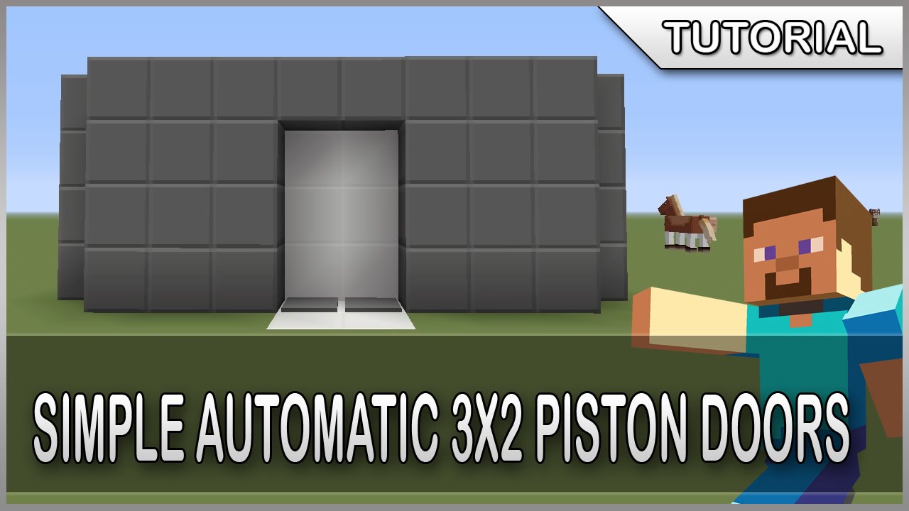 Minecraft How To Build A Simple 3X2 Automatic Piston Door - YouTube