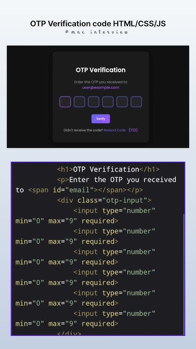 Otp Verification In React Js Html Css Otp Verify Page Html Css