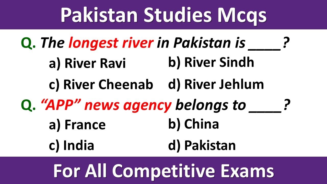 Pakistan Studies Mcqs | Pakistan Studies | Pakistan Studies Questions ...