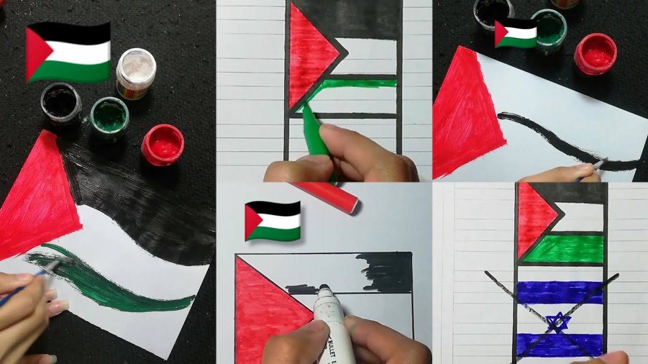 Palestine k flags bnaye 🇵🇸 🇵🇸 | New markers use keay ️ | Palestine flag art idea 🇵🇸 #art ...