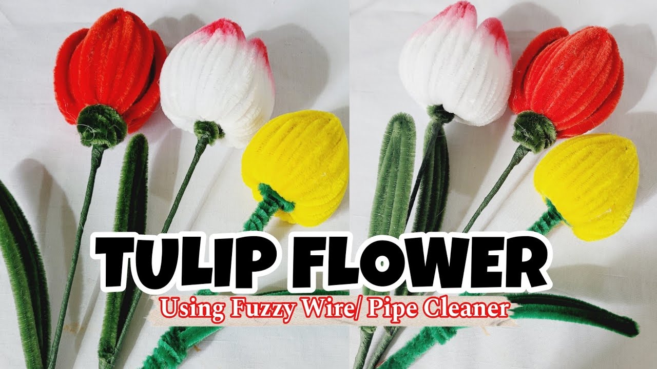 HOW TO MAKE TULIPS USING FUZZY WIRE || EASY WAYS - YouTube