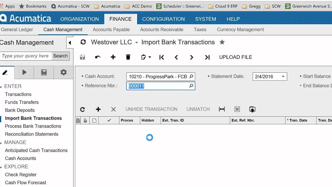 Acumatica Bank File Upload, determining cutoff date - YouTube