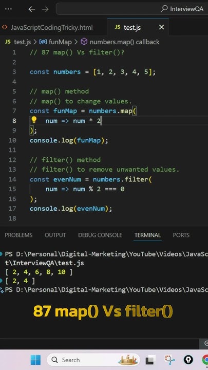 JavaScript map() vs filter() – Choose Wisely! - YouTube