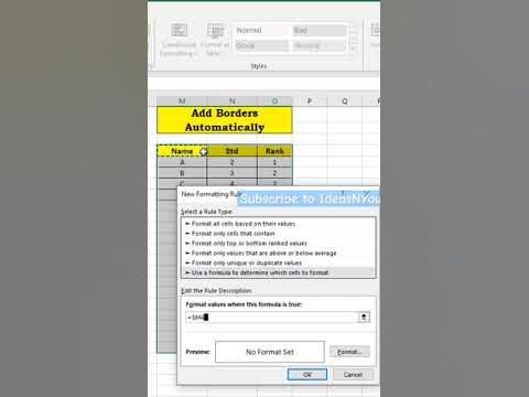 Add Borders Automatically with Conditional Formatting #excel #youtube #exceltutorial #ytshorts ...