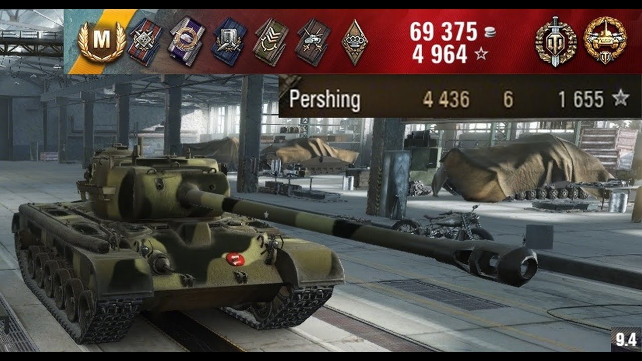 WoT - M26 Pershing (Ace Tanker, Top Gun, High Caliber) - YouTube