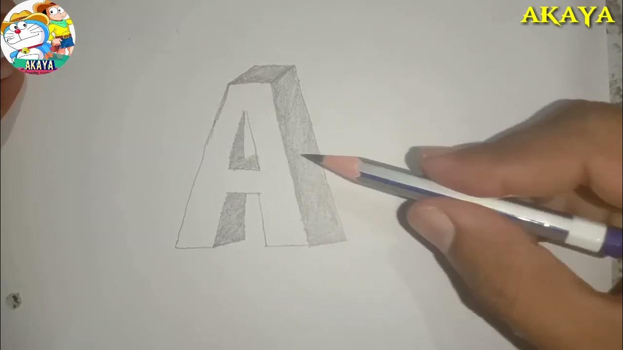 how to draw 3D "A" alphabet (3D letters)drawing/easy way to draw/step ...