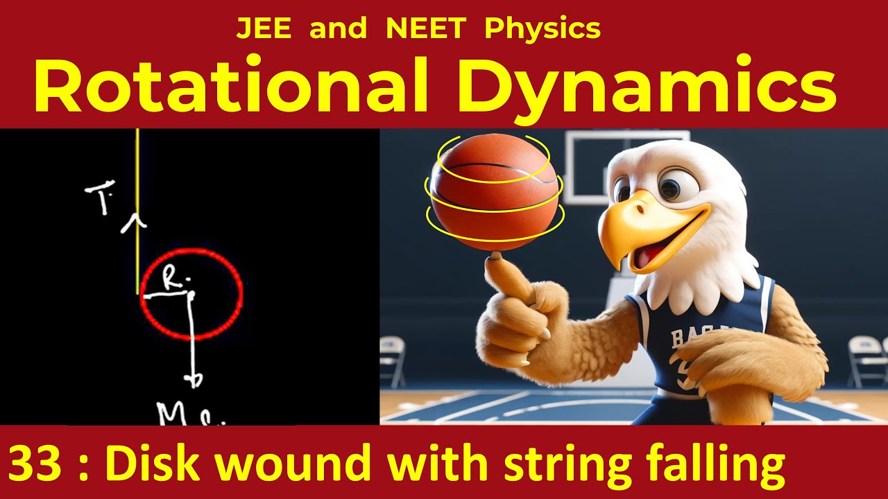 33. Rotational dynamics | Torque | Disk unwinding on a string and ...