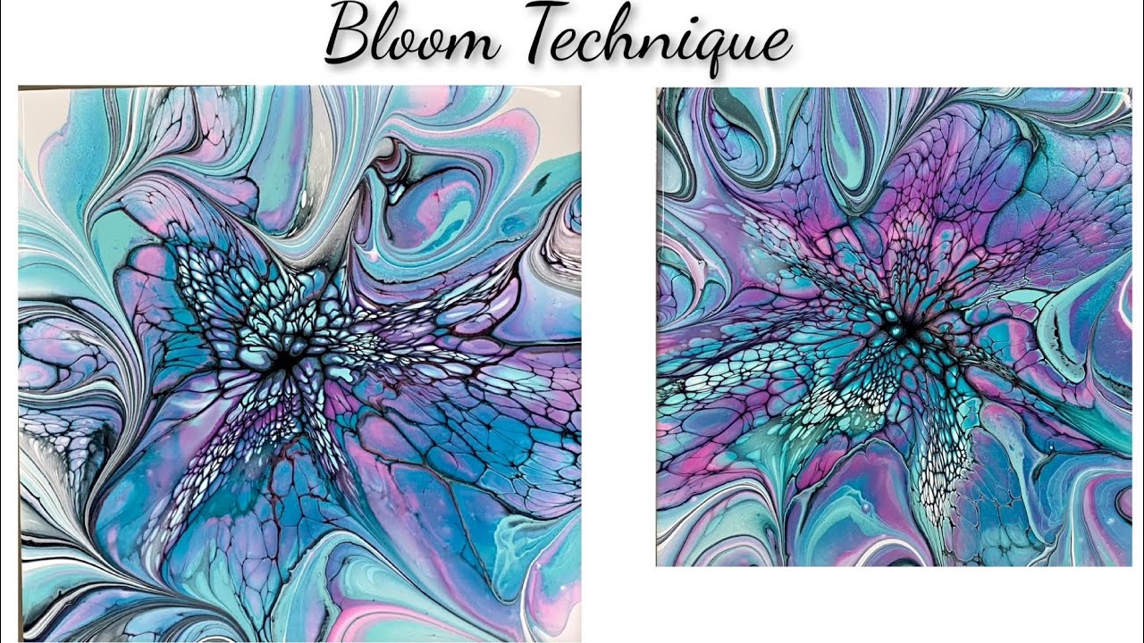 (1381) Awesome Modified Bloom Technique, on Tiles, Acrylic Paint ...