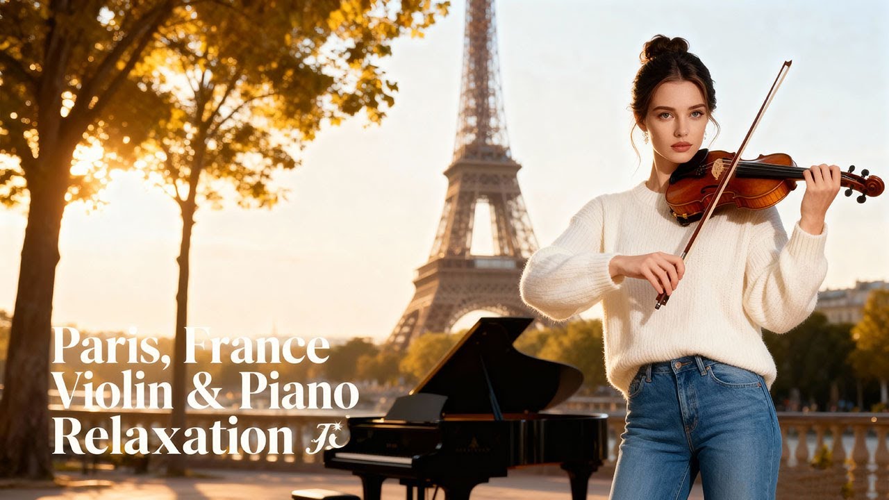 Paris, France Violin & Piano Relaxation 🌙 | 1 Hour Romantic Calm Music ...