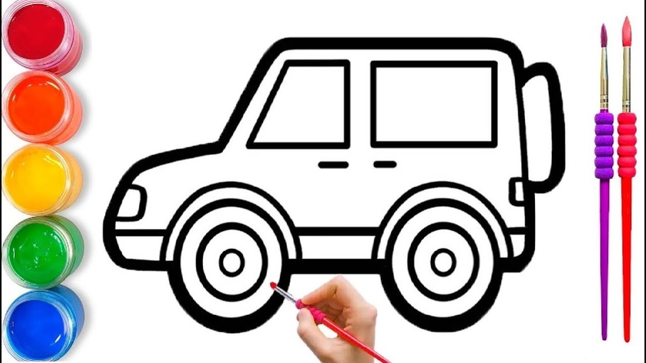 Easy to draw a car picture for kids | Bolalar uchun mashina rasmini ...