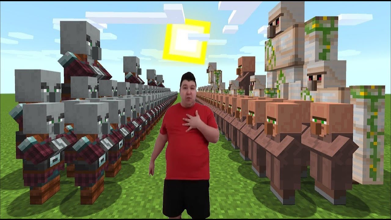 Villager army vs pillager army (mob fight) - YouTube