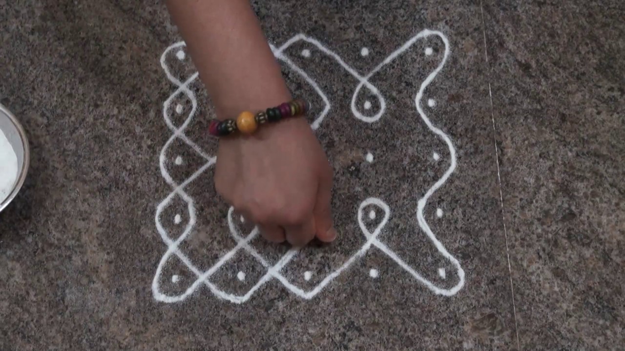 easy sikku (balli) rangoli design/ dot rangoli design for beginners ...