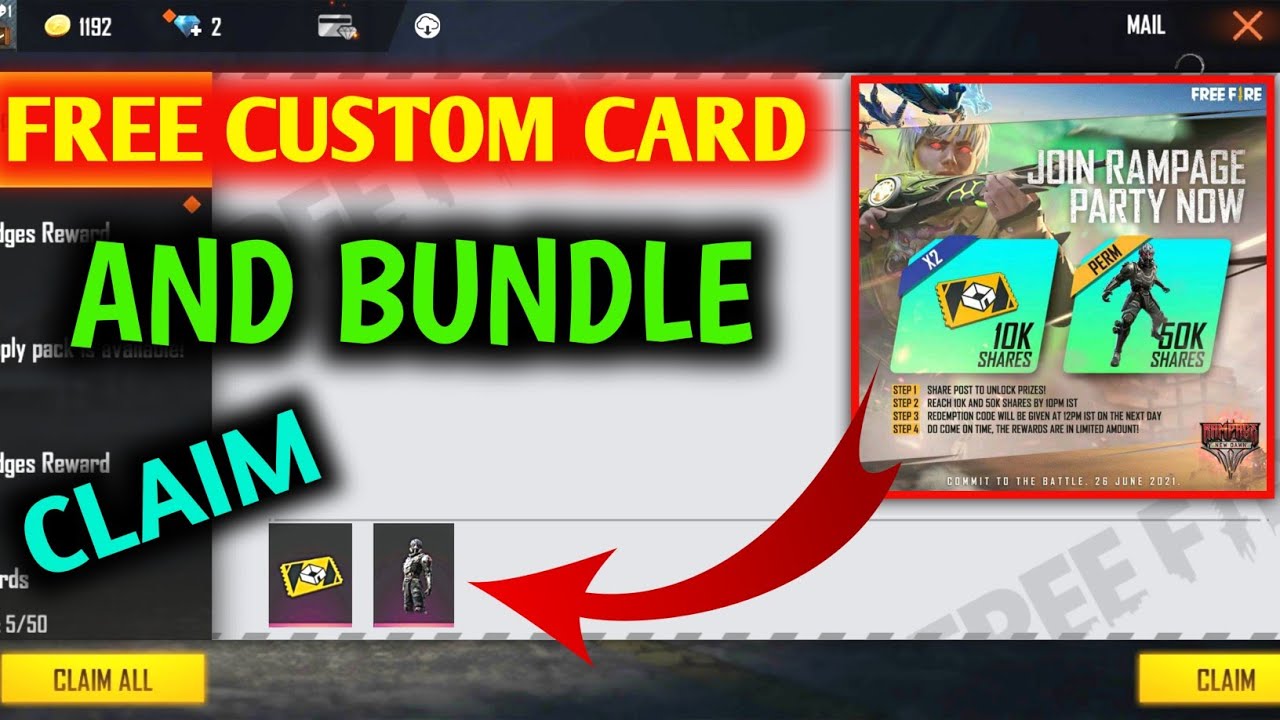 CUSTOM CARD REDEEM CODE | FF REDEEM CODE TODAY | FREE CUSTOME CARD ...