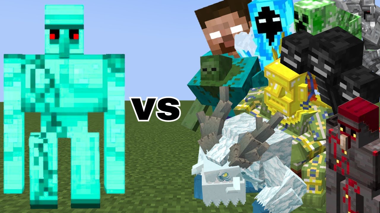 Diamond Golem VS All Minecraft Boss Mobs - Minecraft Mobs Battle - YouTube