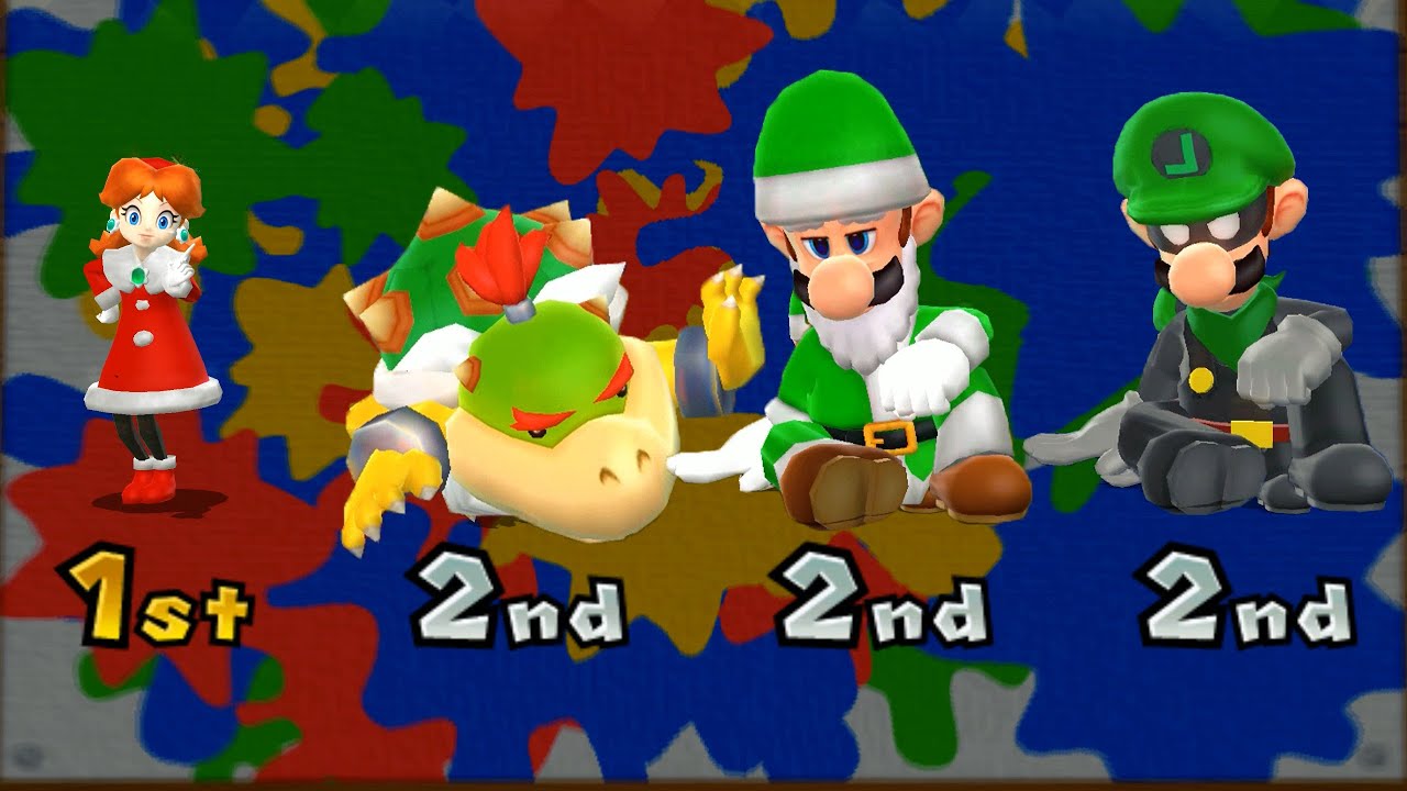 Mario Party 9 - Minigames - Daisy Vs Bowser Jr. Vs Santa Luigi Vs Mr ...