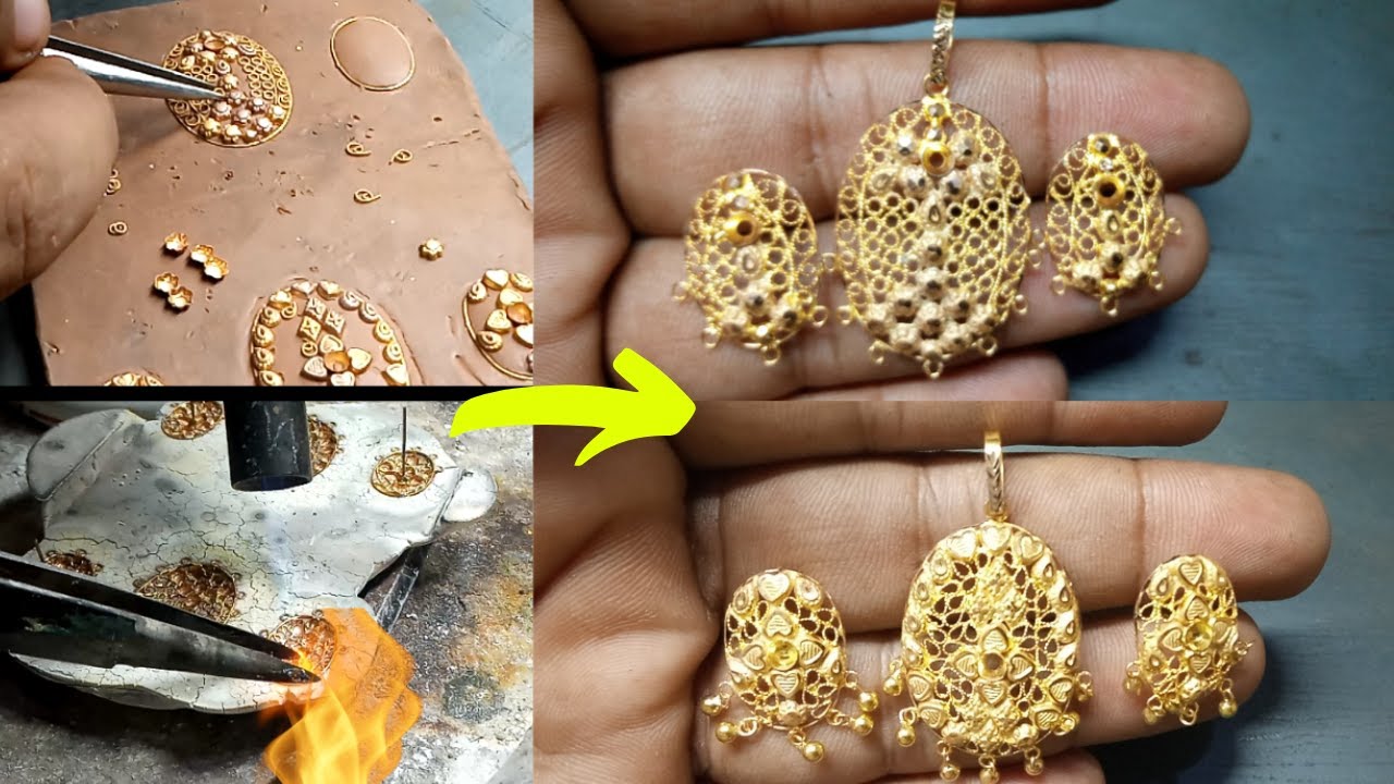 Pure gold pendant making 24k gold lokit set design #jewellery # ...
