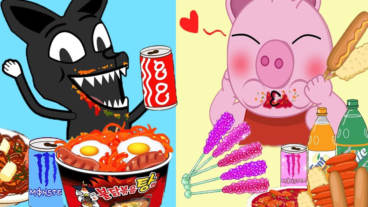 Mukbang Animation | Fast Food Challenge With Piggy And Cartoon Dog ...