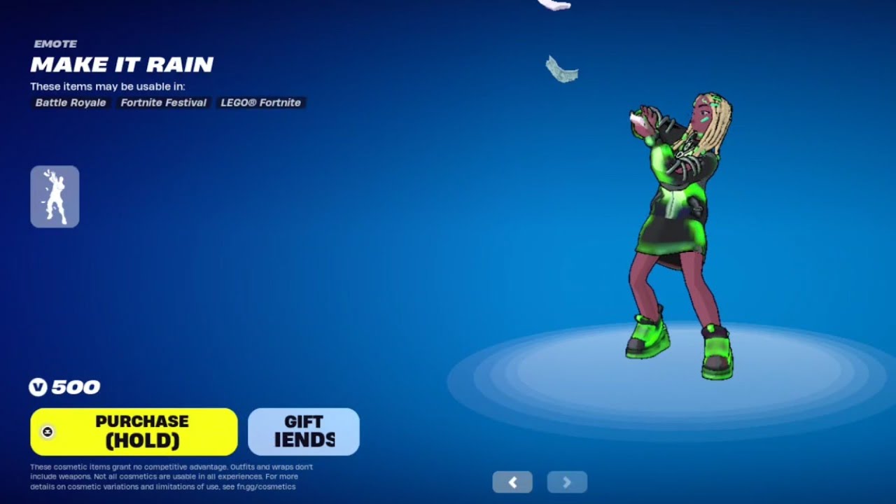 Fortnite Make It Rain Emote Return In Item Shop Hurry Up 😃 - YouTube