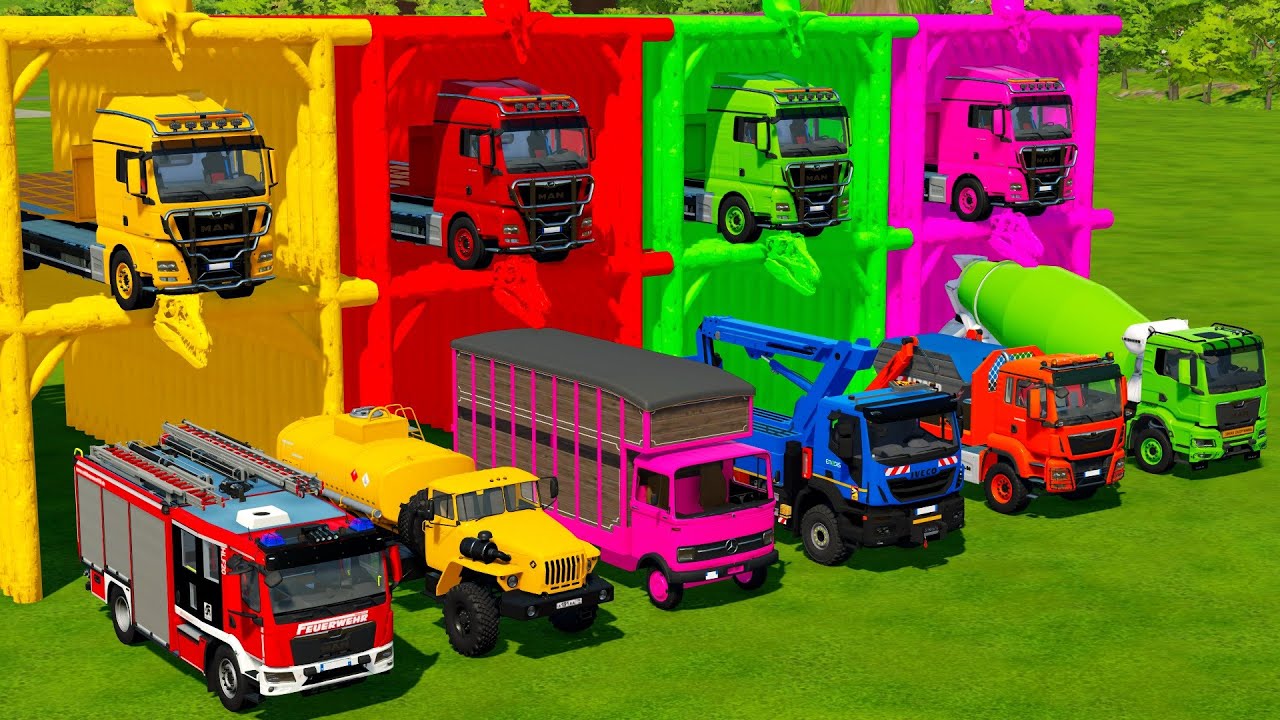 TRANSPORTING FIRE TRUCK, GARBAGE TRUCK & BIG TRUCKS by MAN TRANSPORTER ...