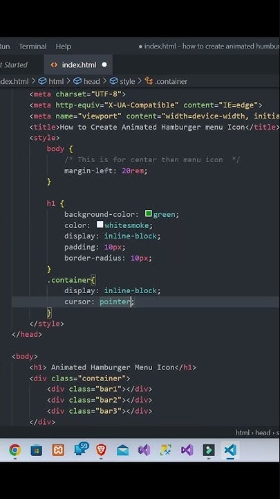 HOW TO CREATE ANIMATED HAMBURGER MENU ICON IN HTML CSS #html #css #javascript #shorts #hamburger ...