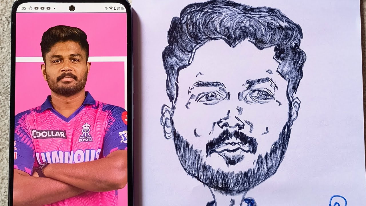 Sanju Samson #cricket #sanjusamson #caricature #tutorial - YouTube