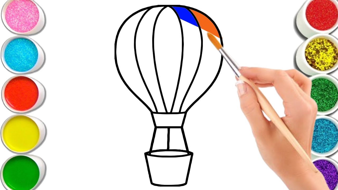 Draw Parachute, paint and color it for kids and toddlers | Drawing for ...