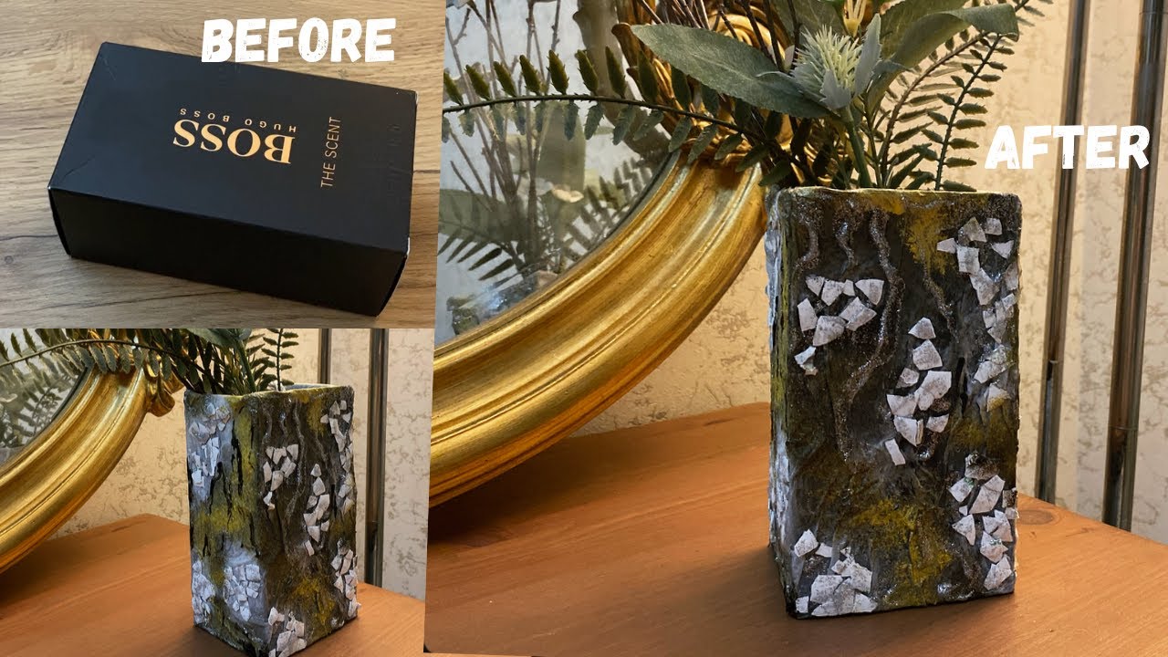 Expensive Looking DIY VASE Made Out of Waste Perfume Box |EGG SHELLS ...