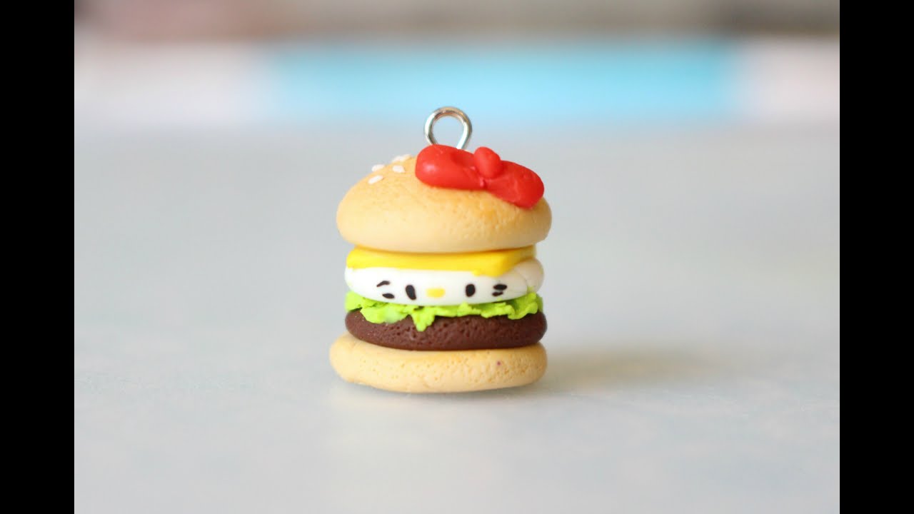 Hello Kitty Hamburger -polymer clay Tutorial - YouTube