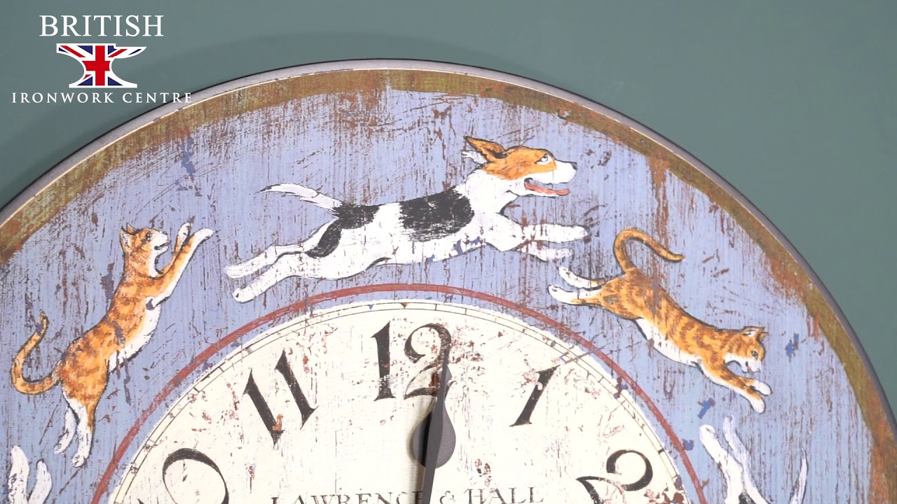 Dogs and Cats Playtime Rustic Wall Clock - YouTube