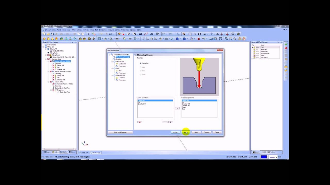 Hole Feature BobCAD-CAM V27 - YouTube