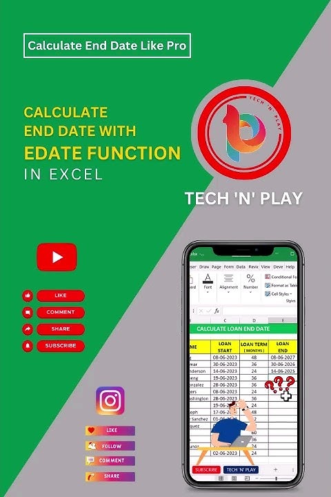 Calculate End Date In Excel - EDATE #shorts #excel #exceltricks #msexcel #exceltips @tech-n-play ...