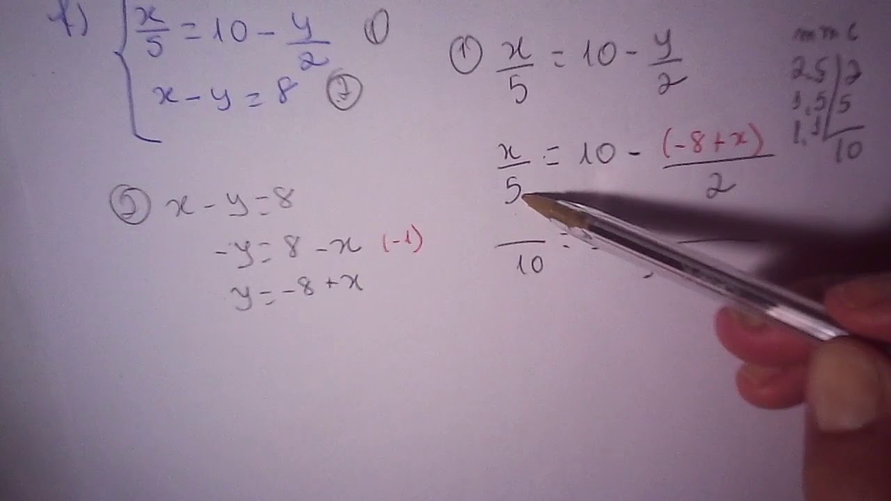 Sistema Substituição Fração Cor c - YouTube